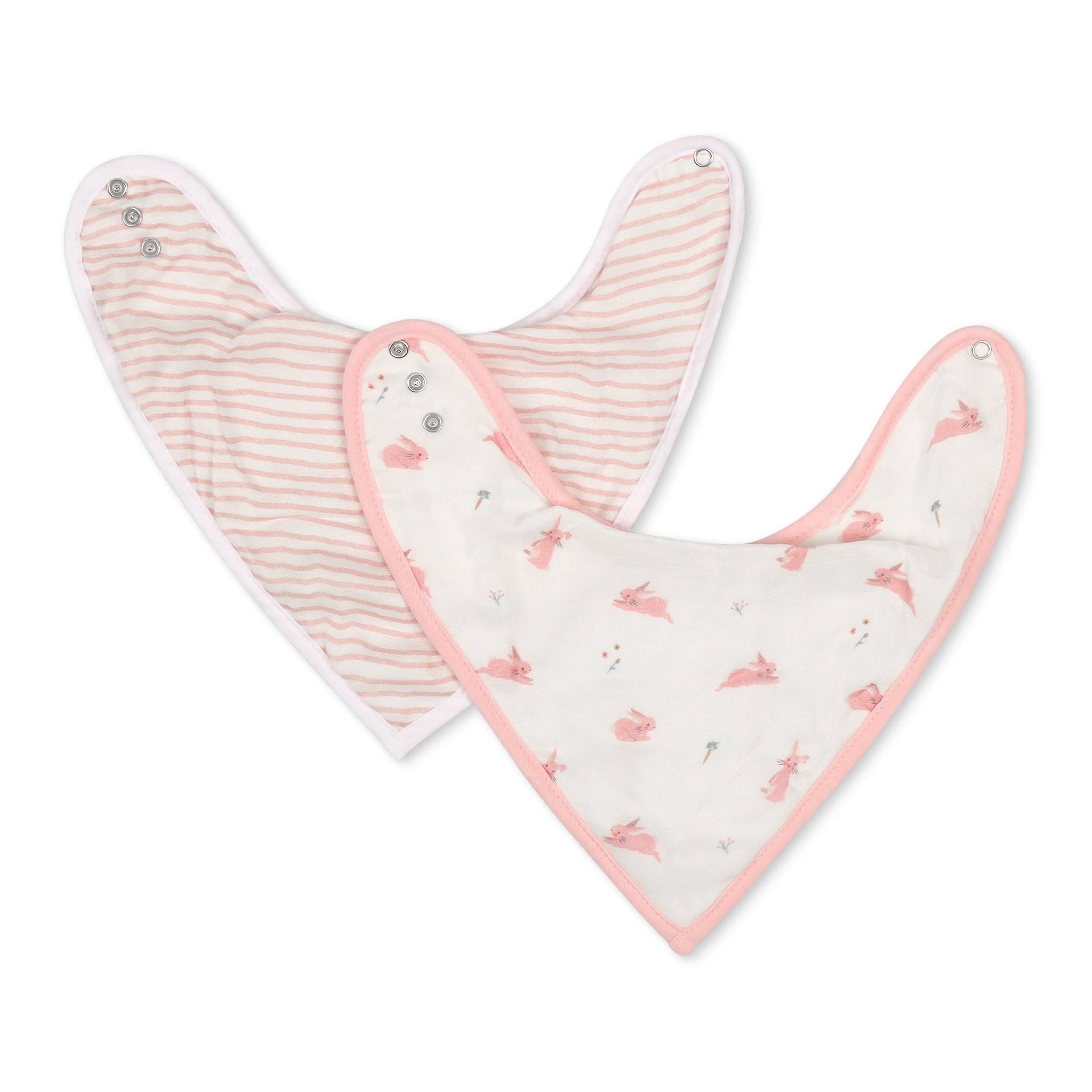 Bunny Pink Wave Baby Bib Set (2-Pack) | Bamboo Little